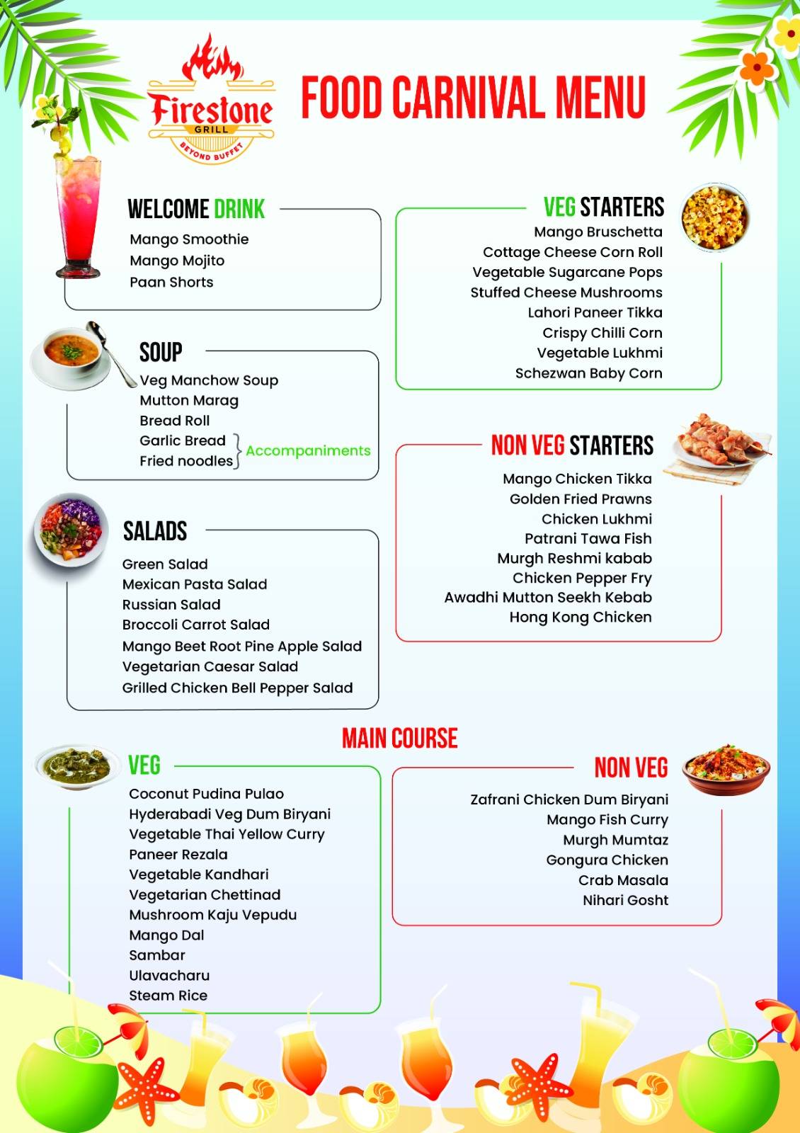 Menu at Firestone Grill Buffet, Hyderabad