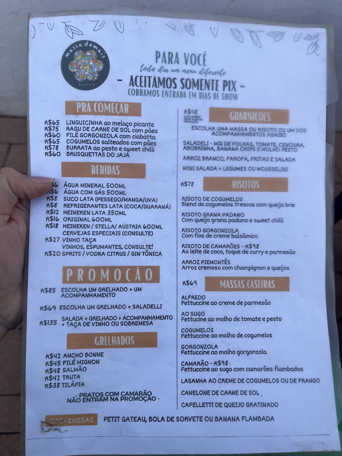 Menu em Massa Demais BISTRÔ (Antigo Almazén Gourmet) restaurante ...