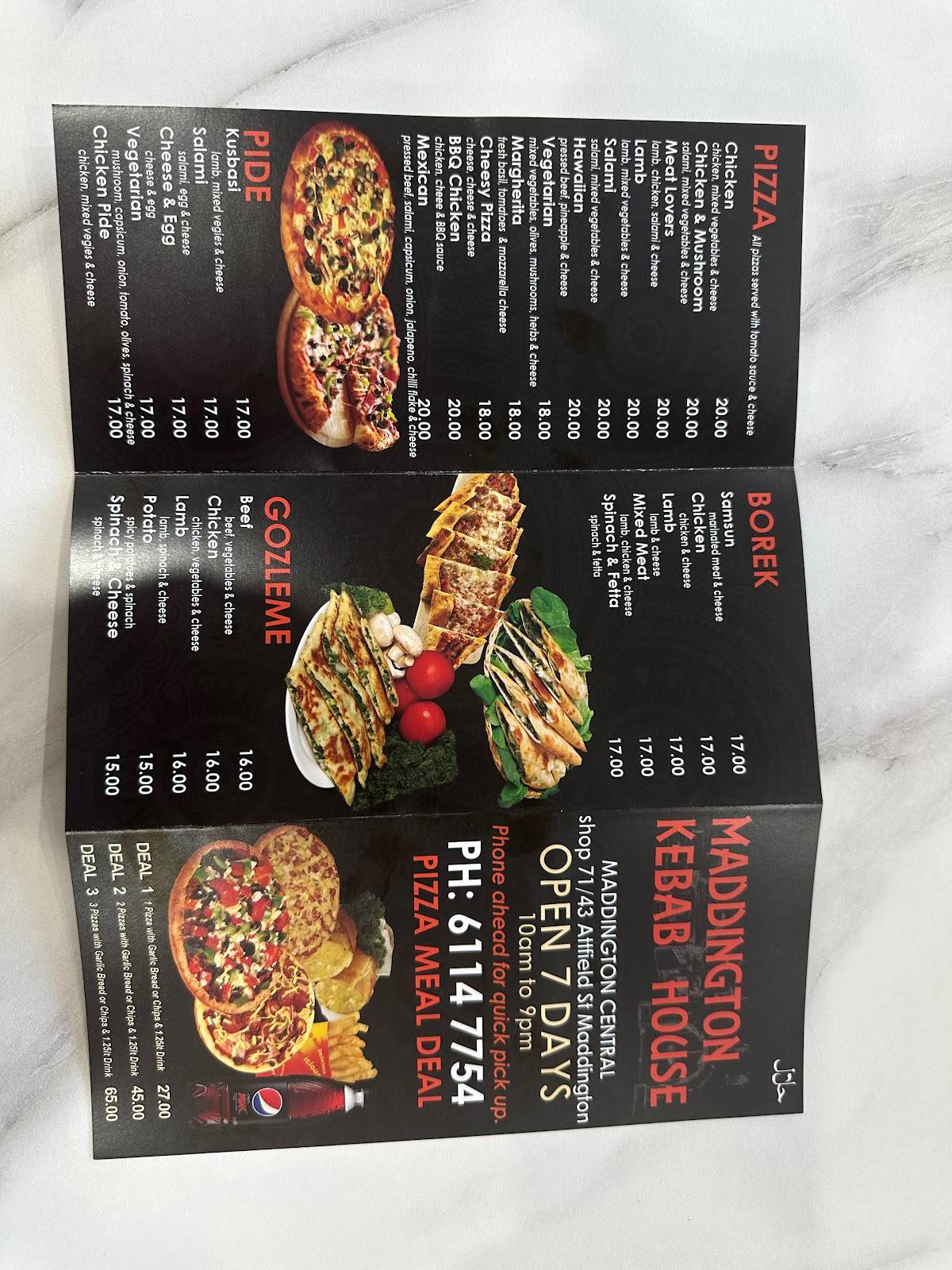Menu at Maddington Kebab House, Maddington