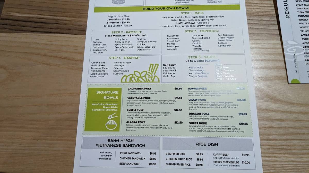 Menu at Poke 96 restaurant, Mason