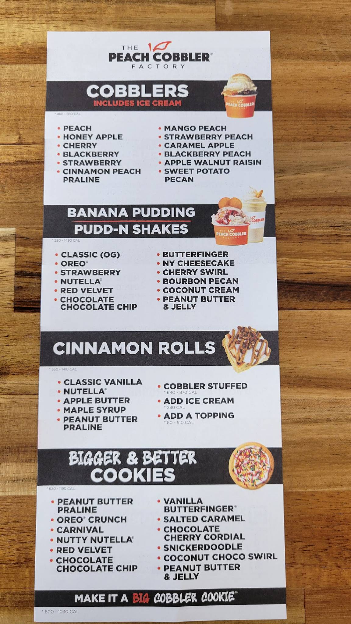 Menu at The Peach Cobbler Factory desserts, Saraland