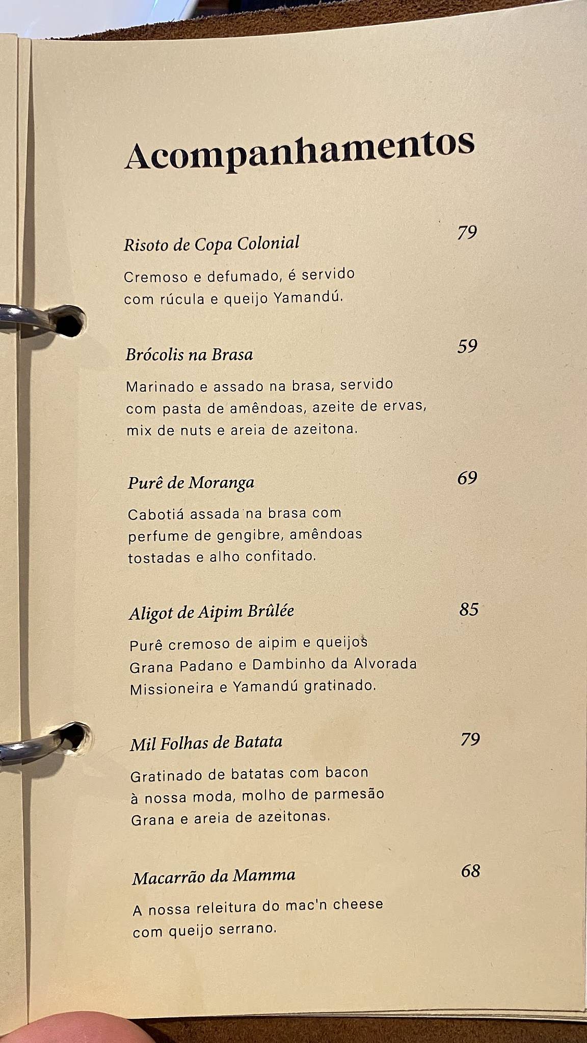 Menu em 1835 Carne e Brasa restaurante, Canela