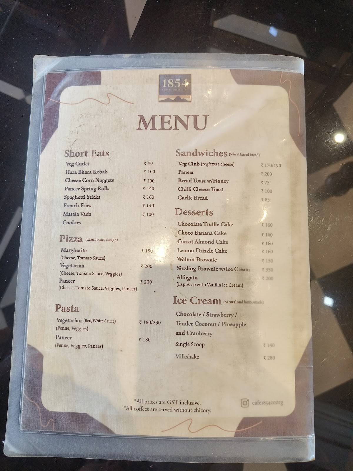 Menu at 1854 Coffee Collective, Koppa