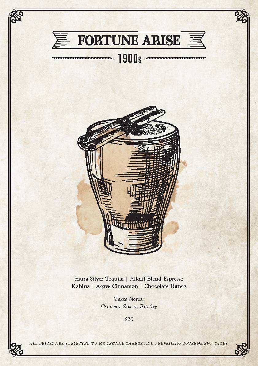 Menu at 1918 Heritage Bar at The Alkaff Mansion, Singapore