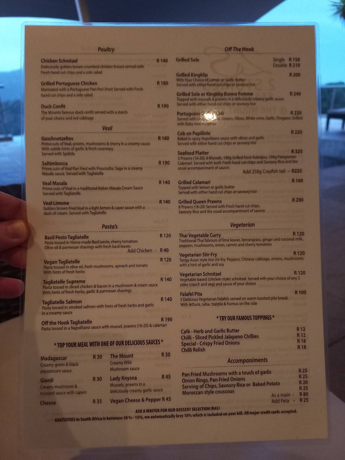Speisekarte von 2 Stories restaurant & theater, Knysna