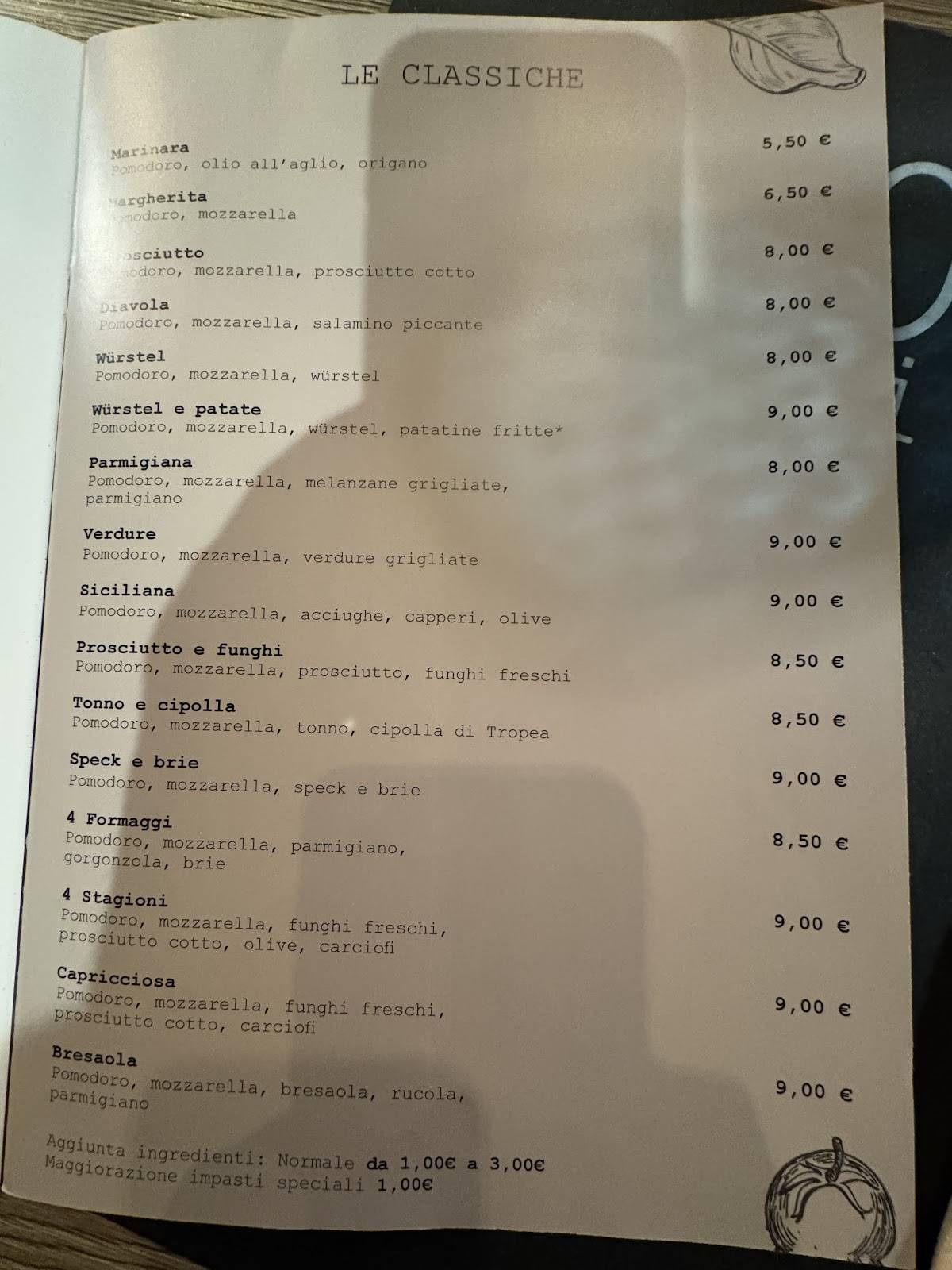 Menu da 210 grammi ristorante, Portogruaro