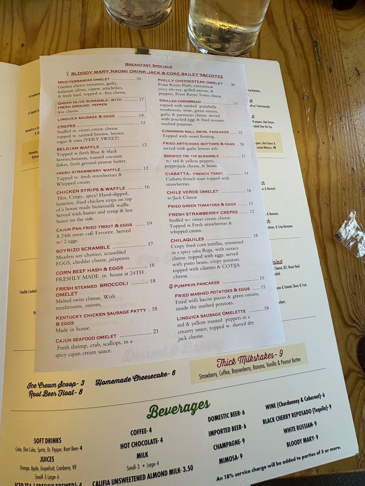 Menu at 24th Street Cafe, Bakersfield