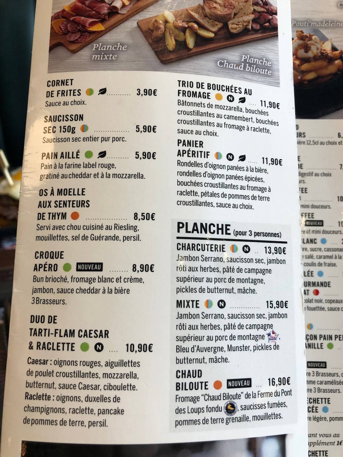 Menu au 3 Brasseurs Louvroil restaurant, Louvroil