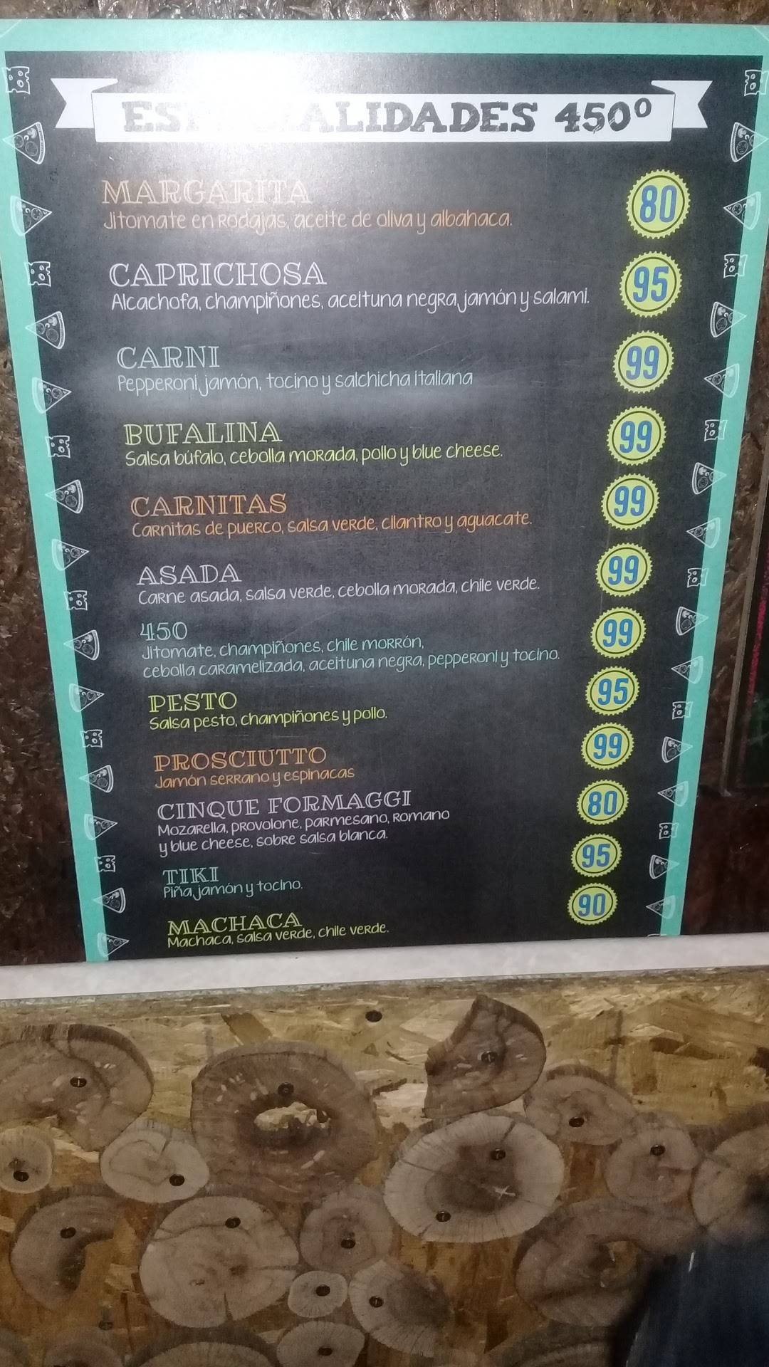 Menu at 450° Grados Pizza a la Leña pizzeria, Nogales