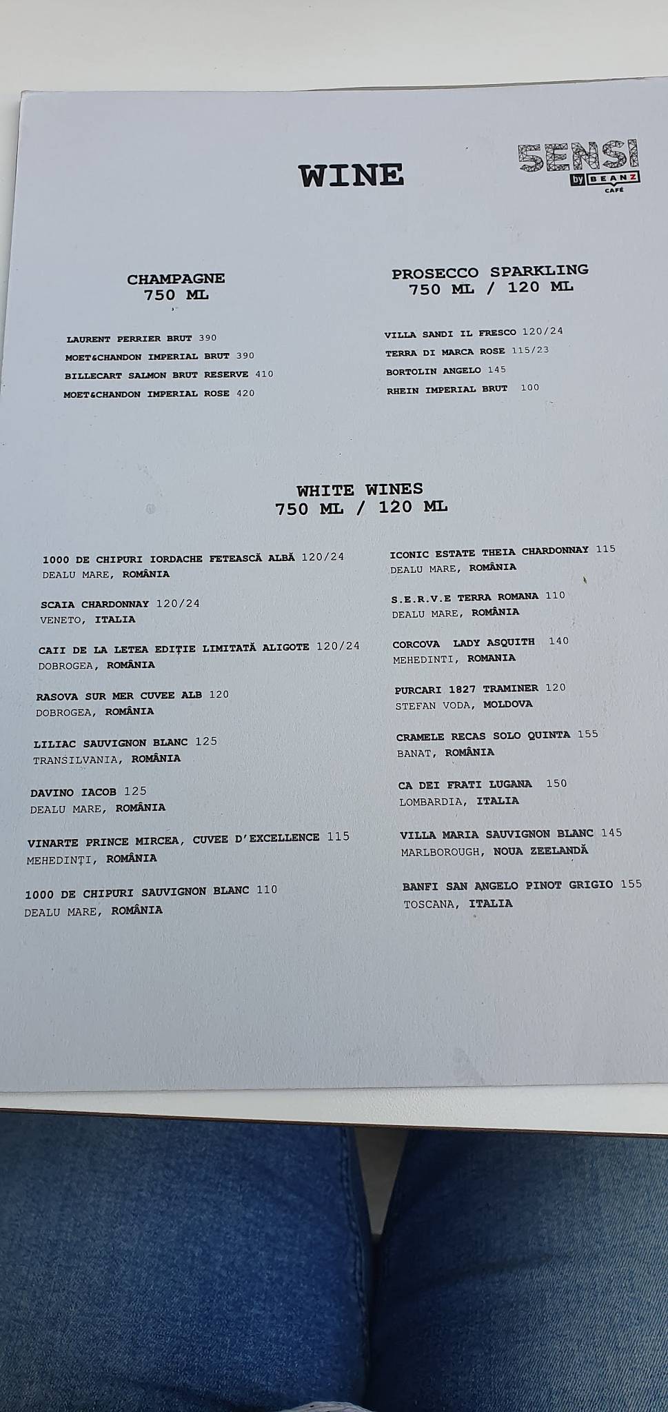 Menu at 5ENSI by BeanZ Cafe, Bucharest