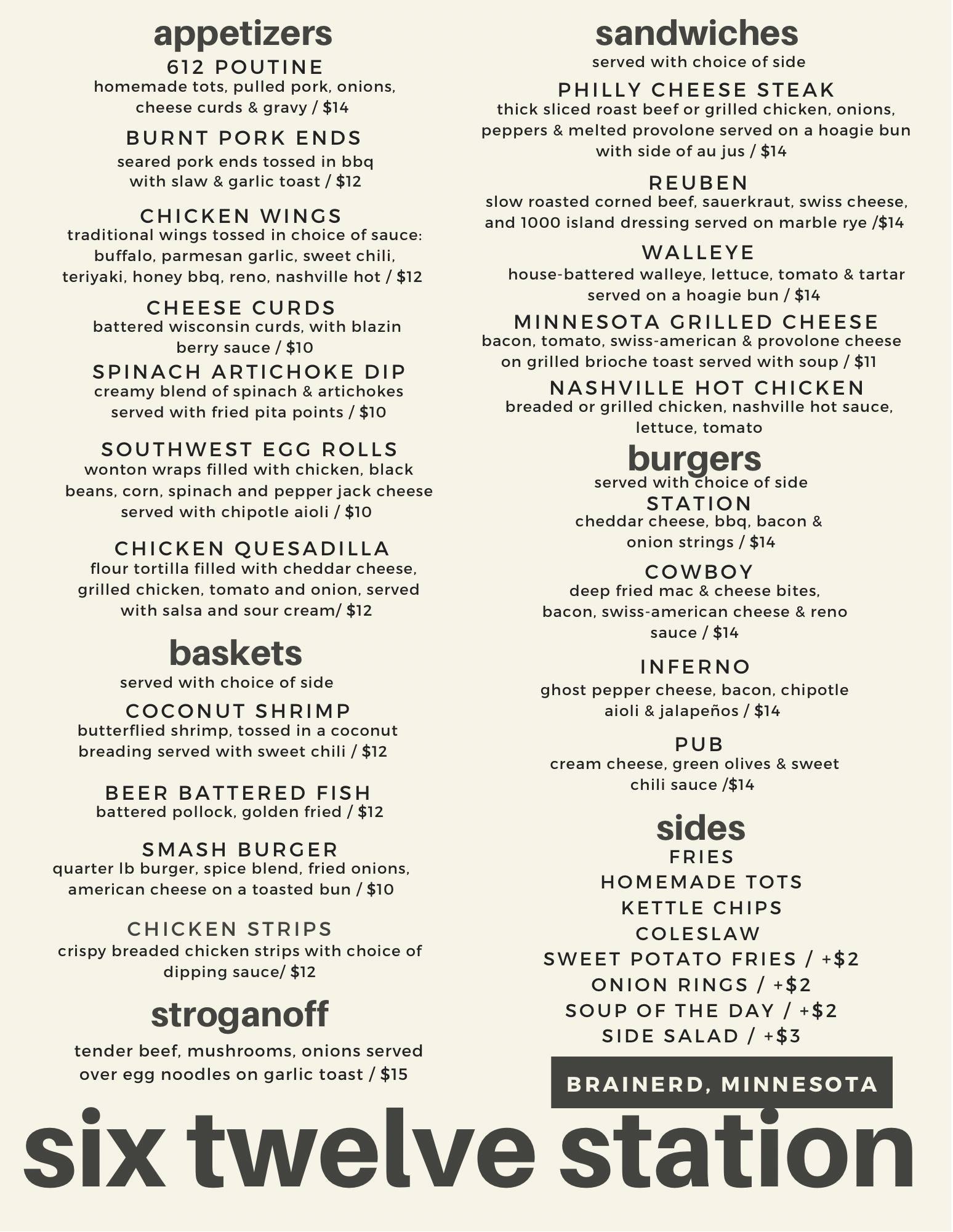 Menu at Blue Oyster pub & bar, Brainerd