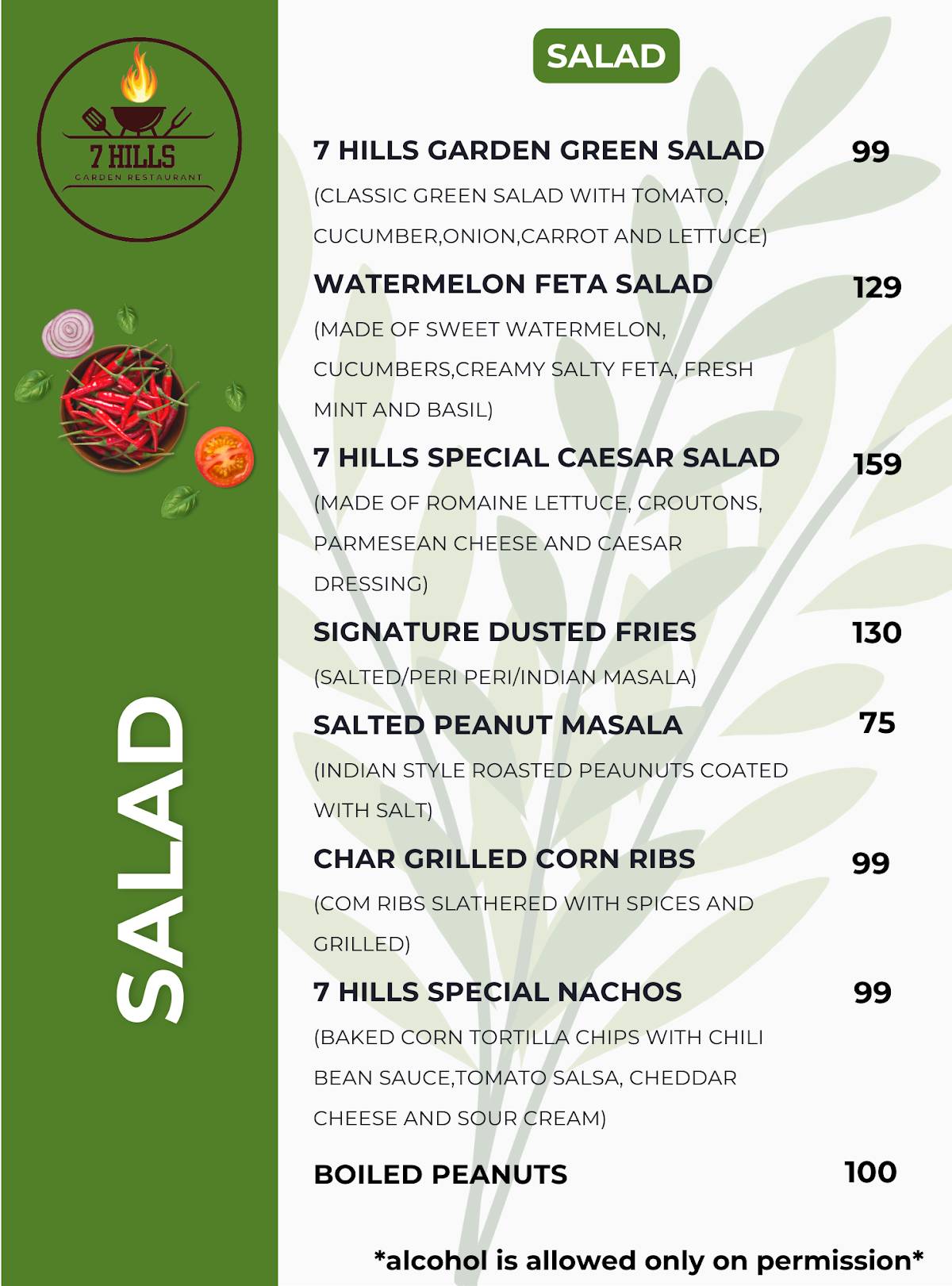 Menu at 7 HILLS GARDEN RESTAURANT (SINCE 1983), Bengaluru, 80 Feet Rd