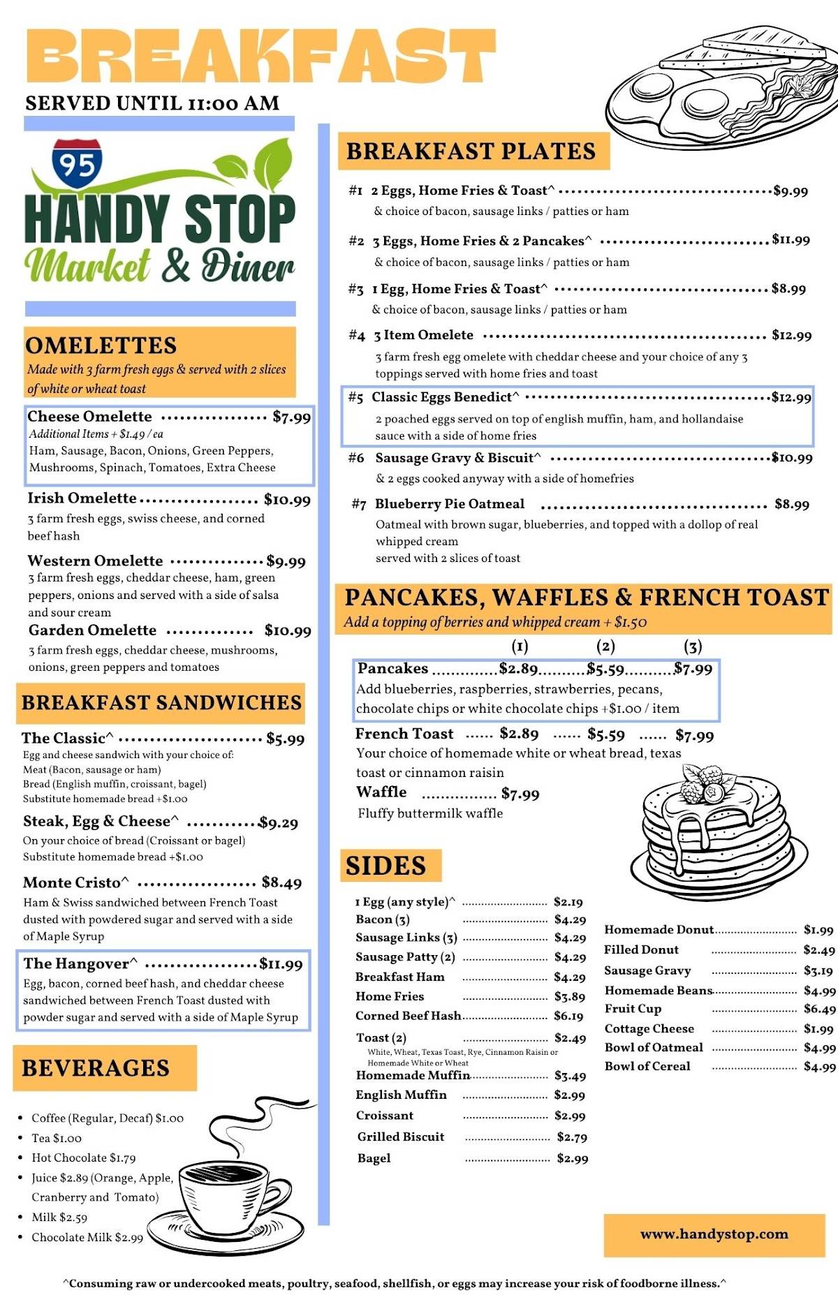 Menu at 95 Handy Stop Market & Diner restaurant, Howland