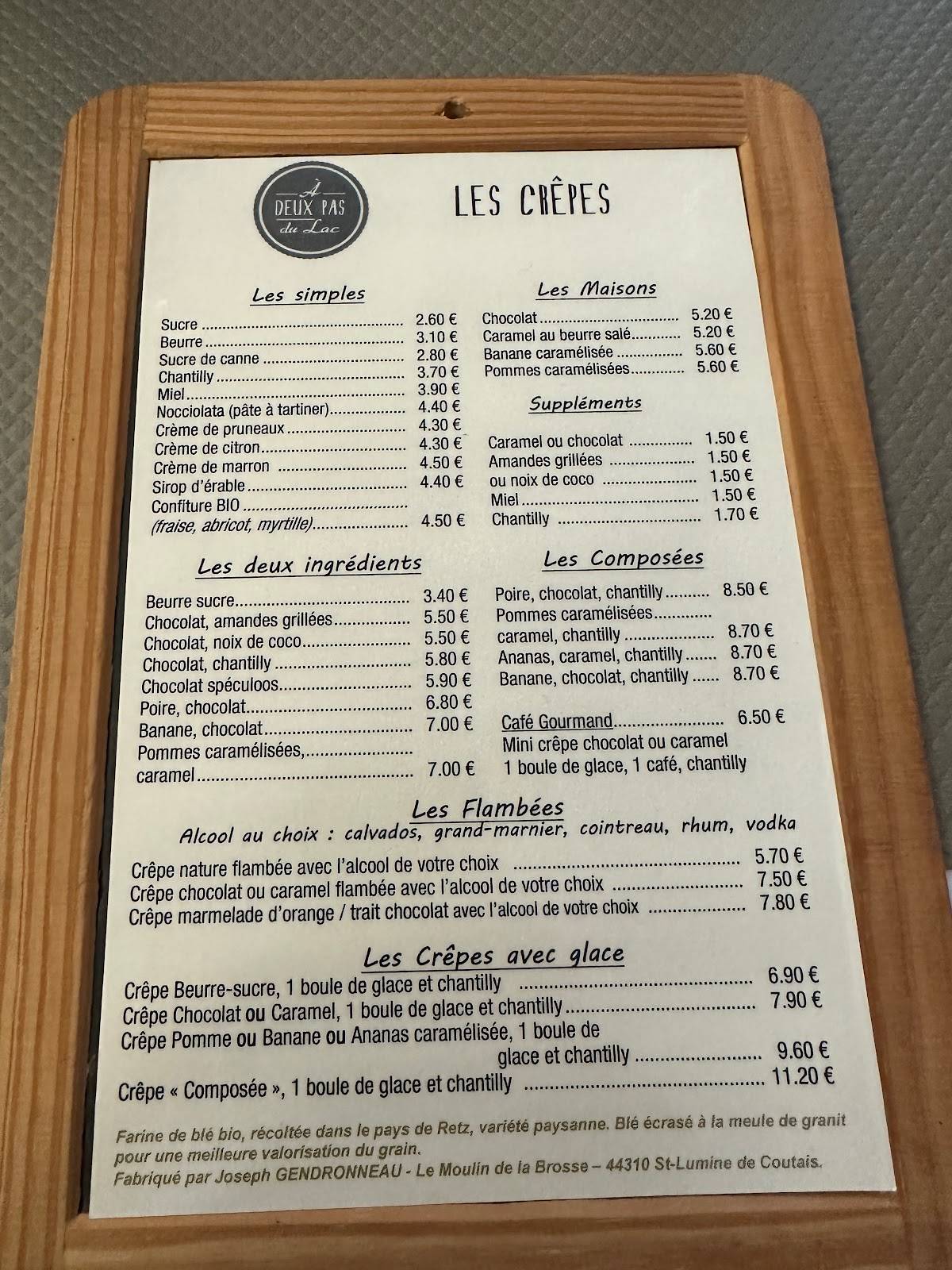 Menu au A Deux Pas Du Lac, Bouaye
