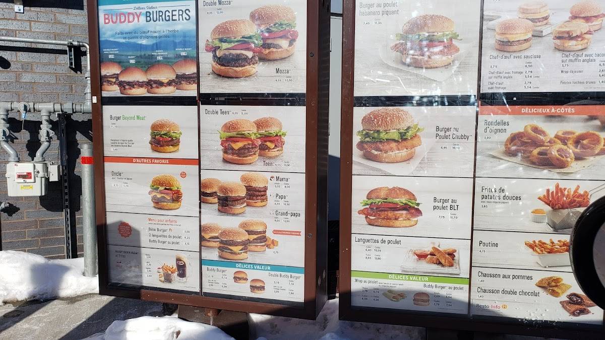 Menu au A&W restaurant, Québec, 316 Rue George-Muir