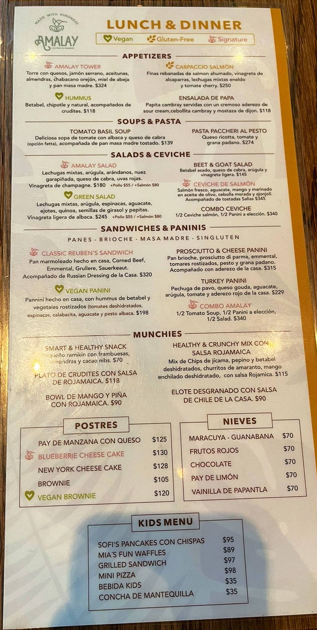 Carta del pub y bar AMALAY Coffee & Market Plaza Duendes, Monterrey