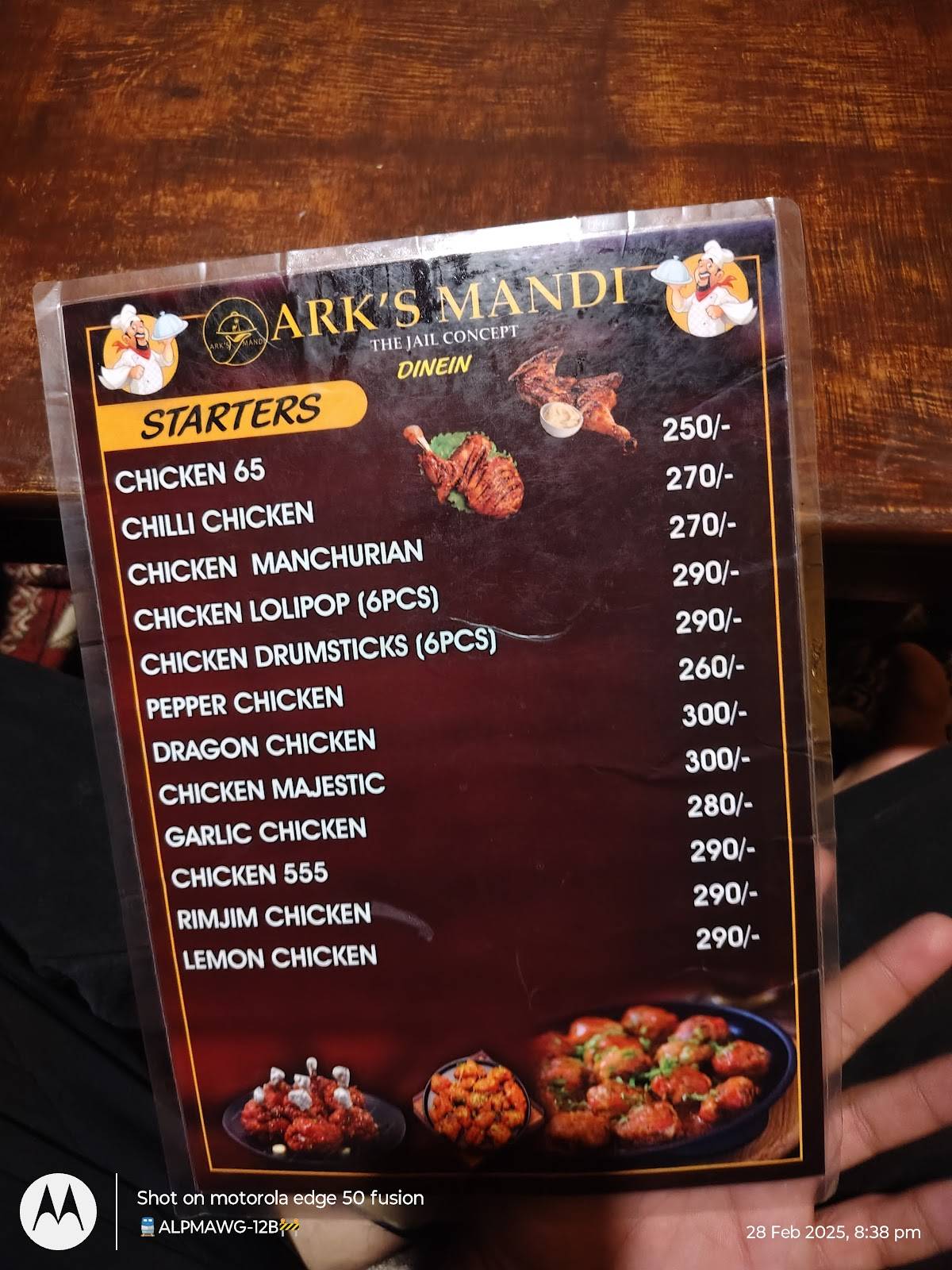 Menu at ARKS ARABIAN MANDI ( THE JAIL CONCEPT ), Hyderabad