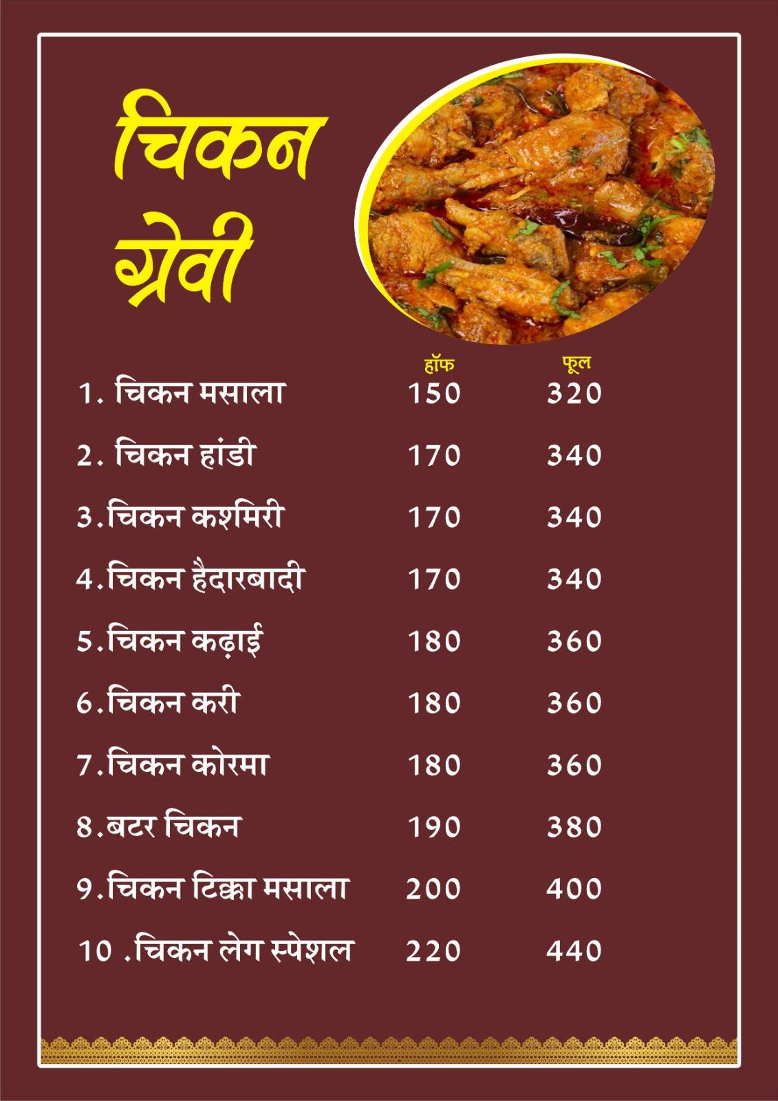 Menu at ZAIKA VEG NON VEG Restaurant Branch No. 1, India