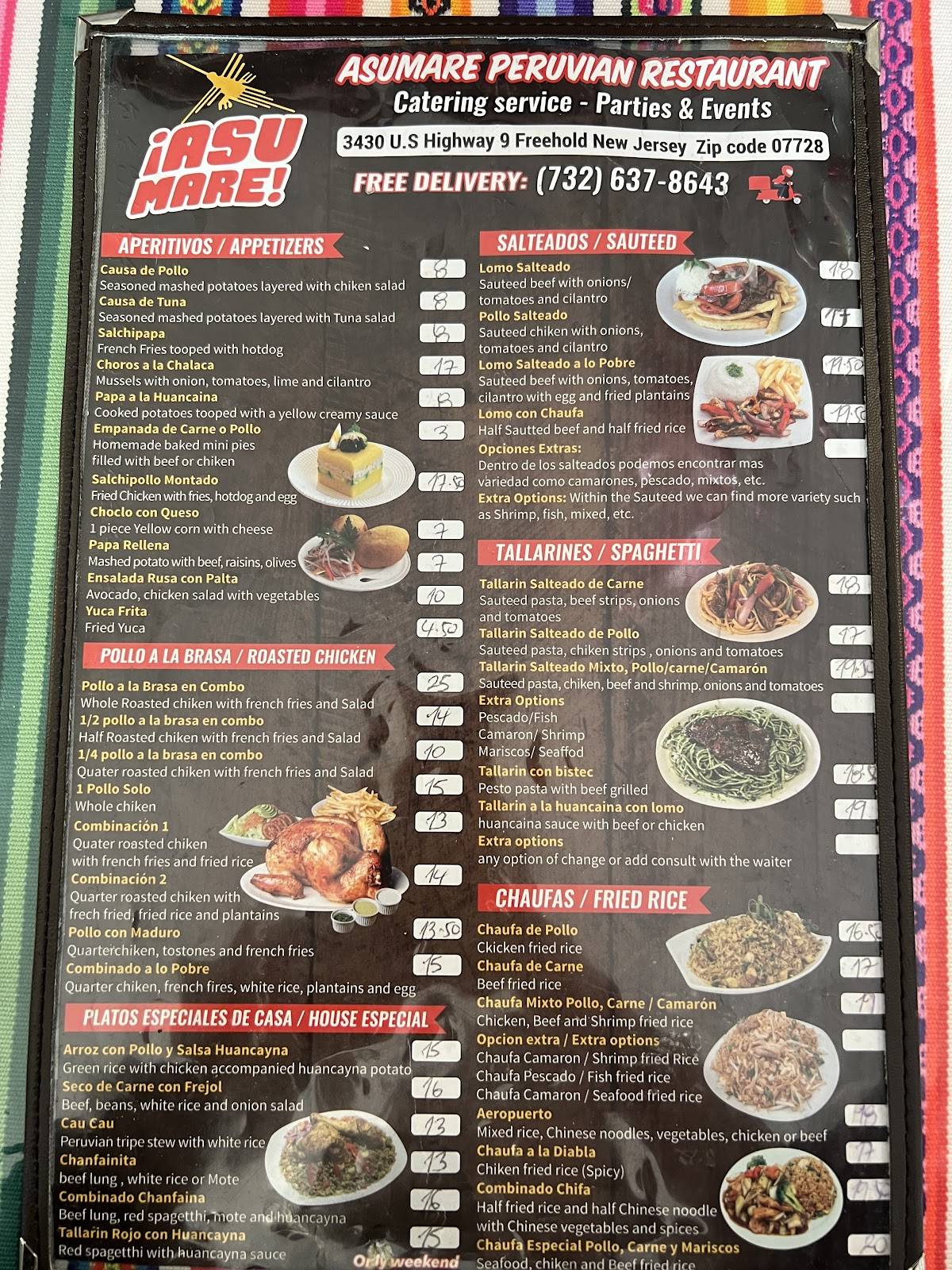 Menu at ASU MARE restaurant, Freehold, US-9