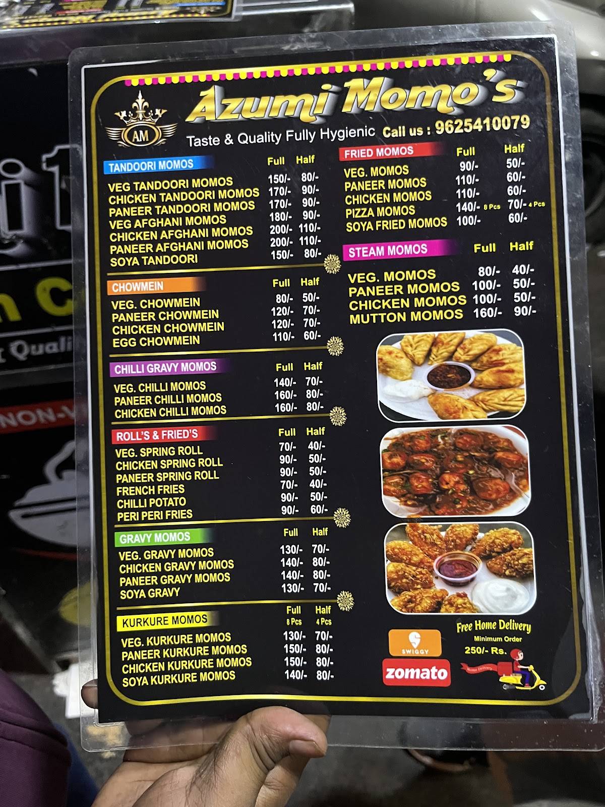Menu at AZUMI MOMO, New Delhi