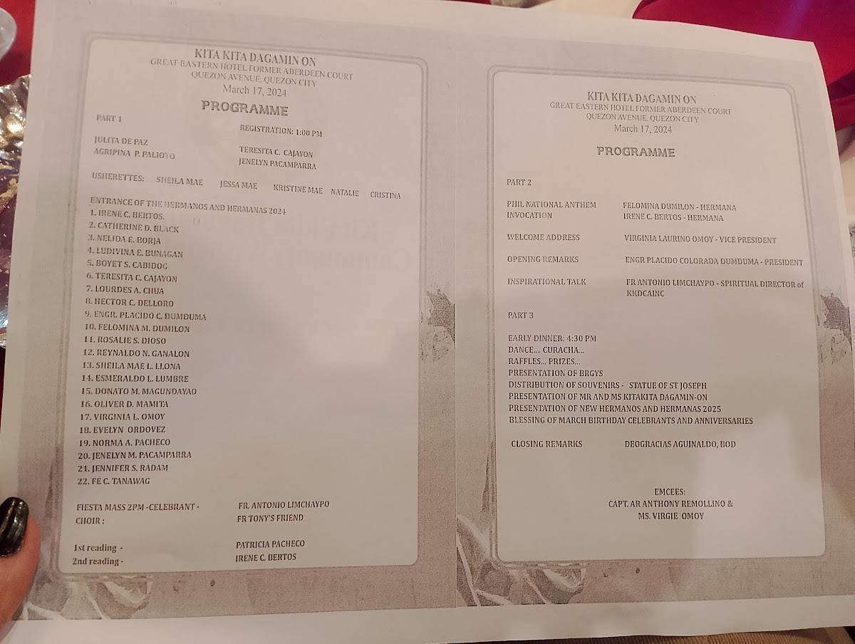 Menu at Aberdeen Court restaurant, Quezon City, Quezon Ave