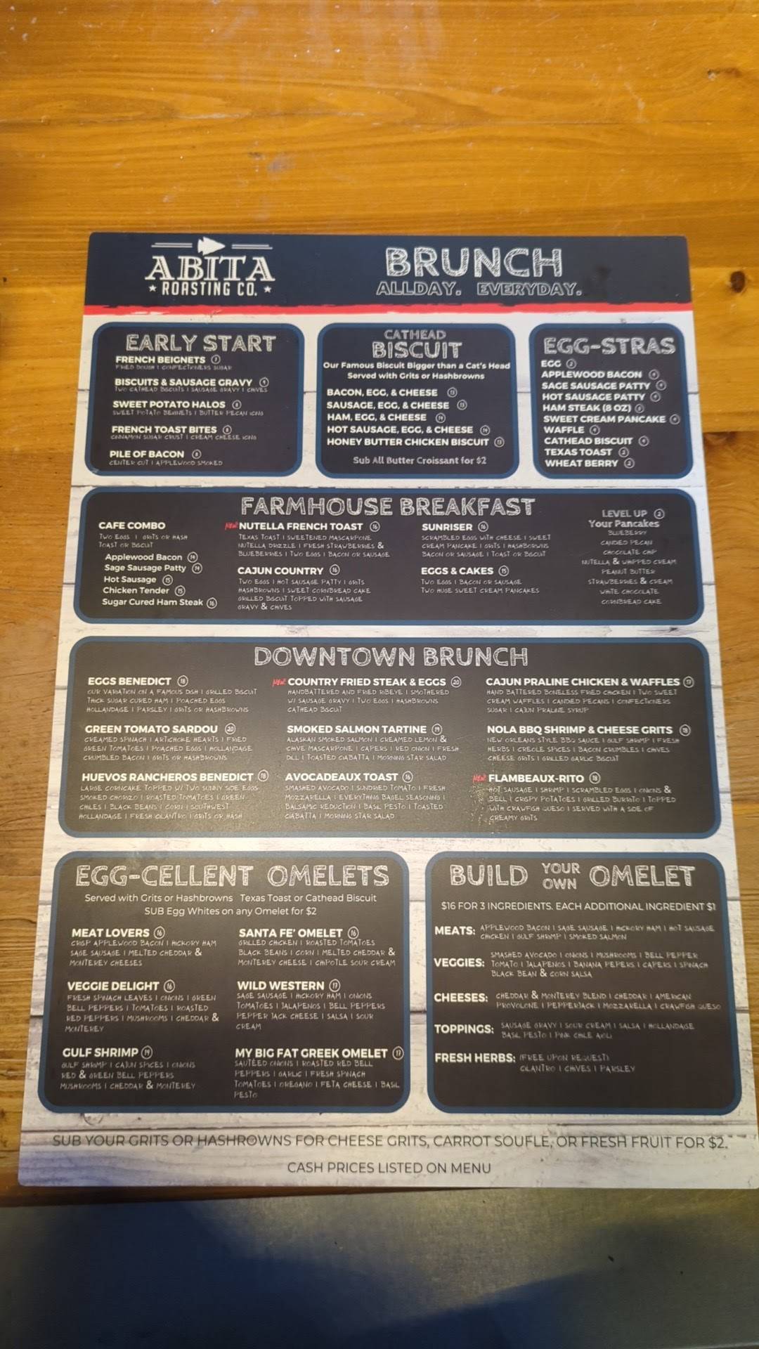 Menu at Abita Roasting Co. Madisonville cafe, Madisonville