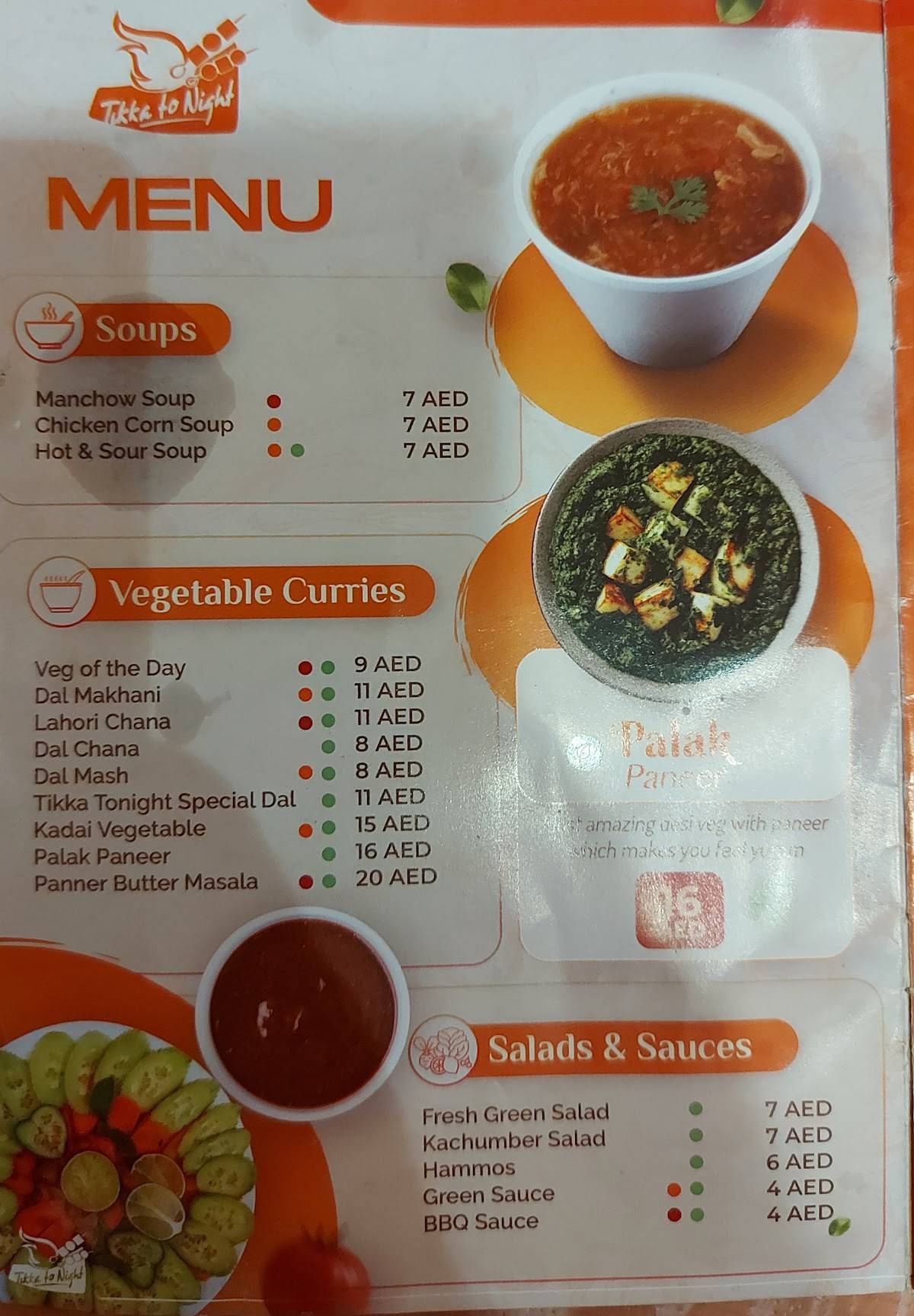 Menu at Tikka Tonight Restaurant-Madinat Zayed, Abu Dhabi, RAK Building ...