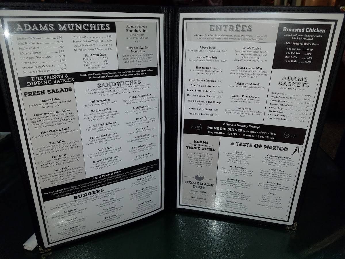 Menu at Adams Bar & Grill, Saint Joseph