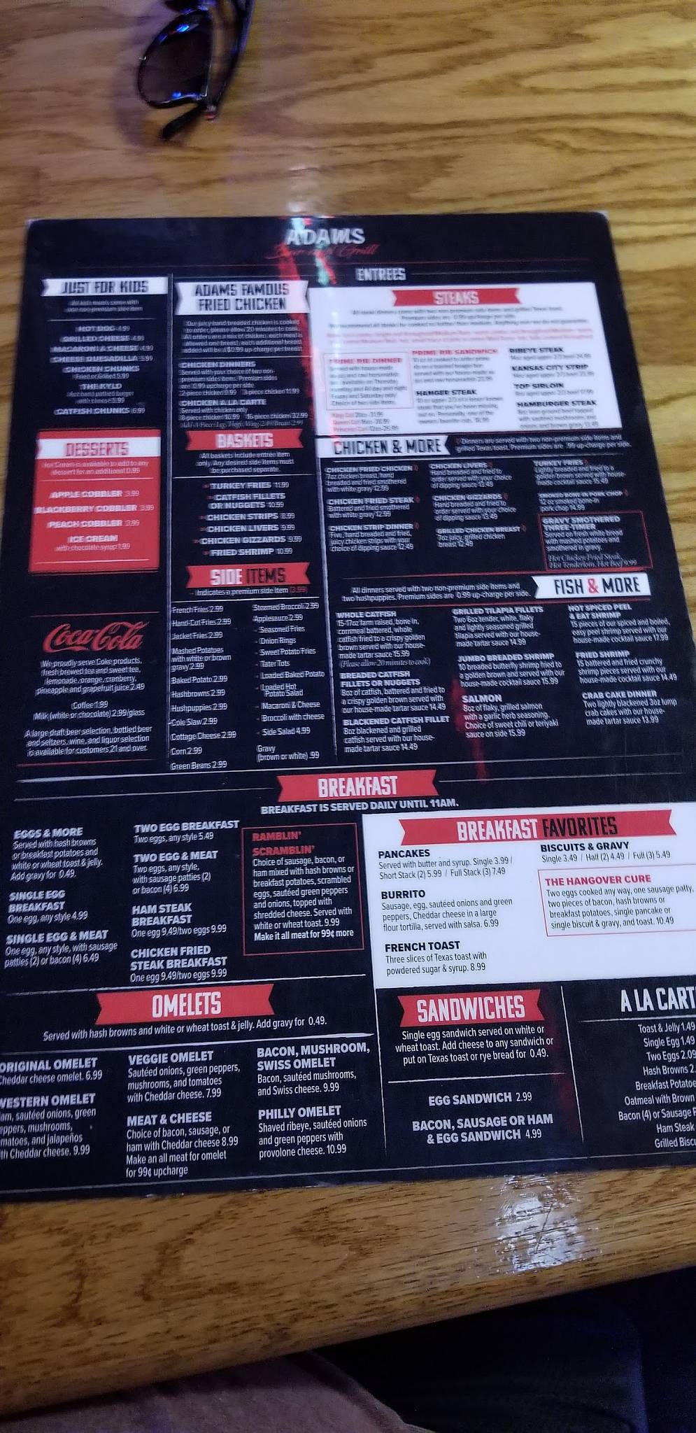 Menu at Adams Bar & Grill, Saint Joseph