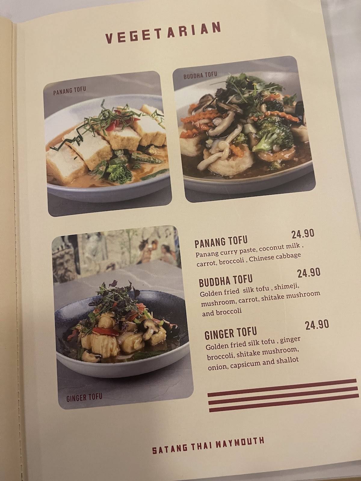 Menu at Satang Waymouth restaurant, Adelaide