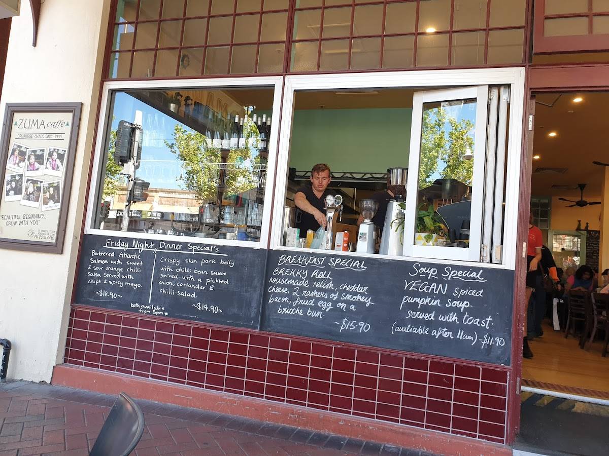 Menu at Zuma Caffe restaurant, Adelaide