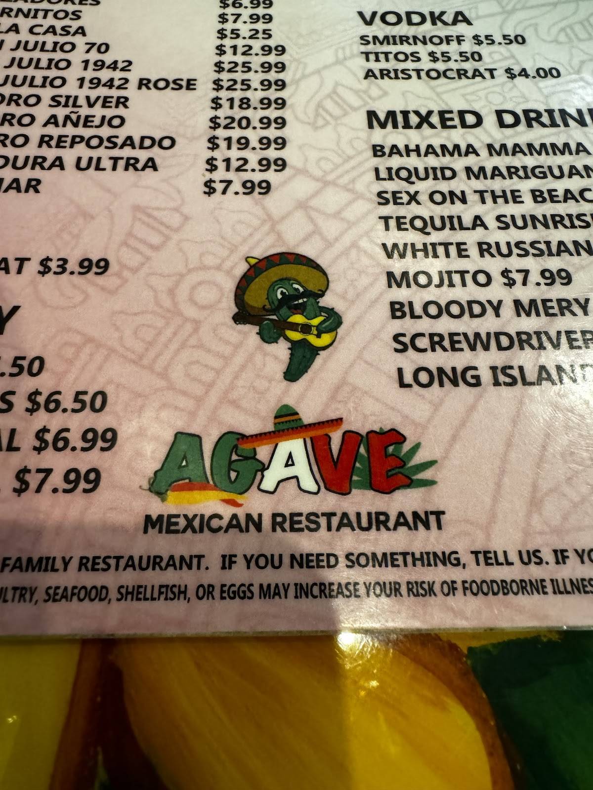 Menu at Agave Bar & Grill, Gulf Shores