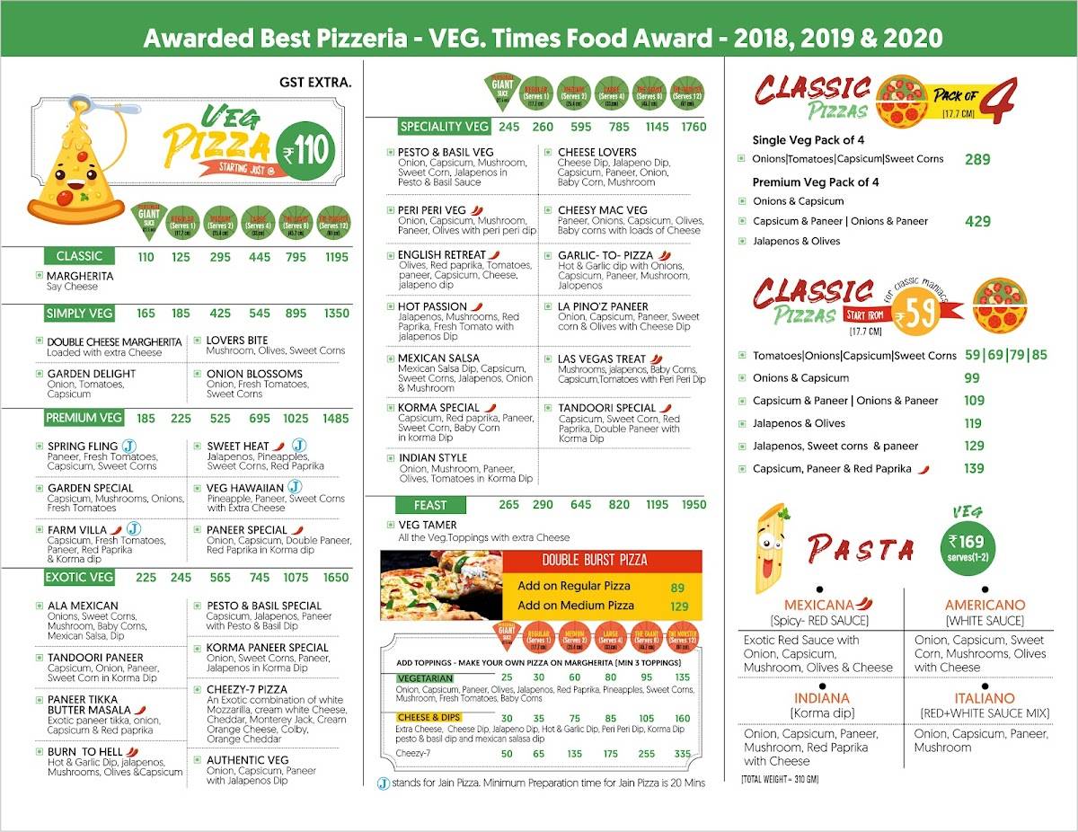 Menu at La Pino'z Pizza, Ahmedabad, 104