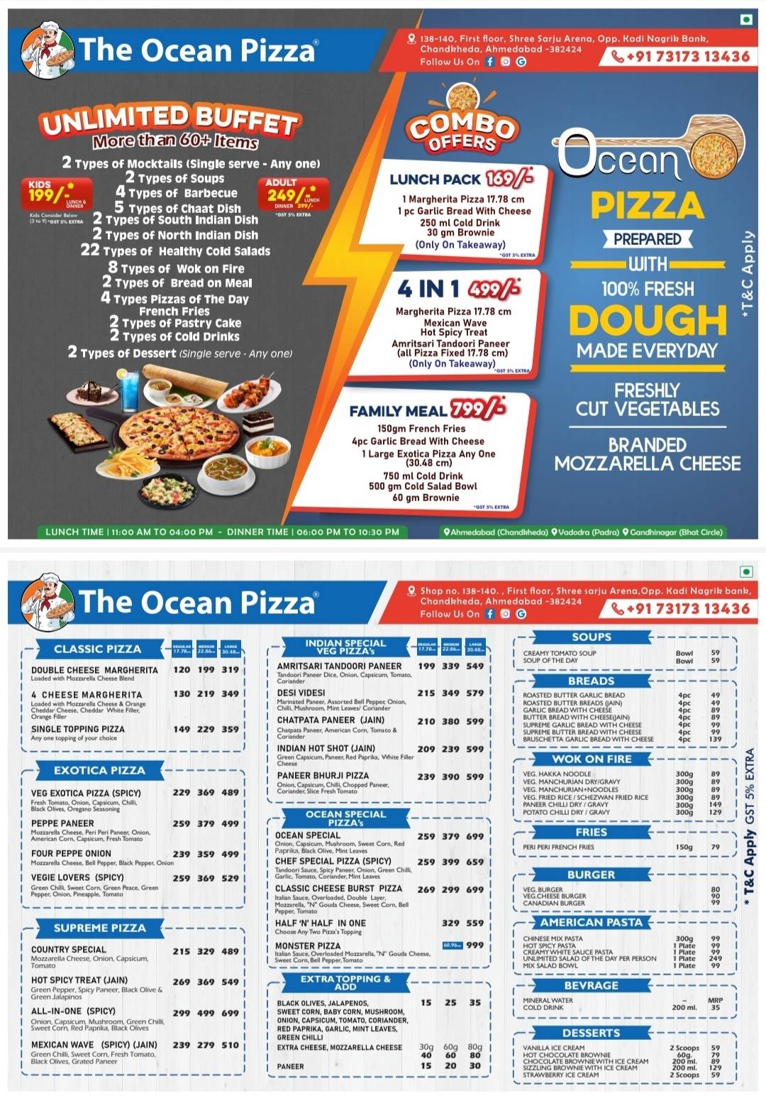 Menu at The Ocean Pizza (Chandkheda,Ahmedabad), Ahmedabad
