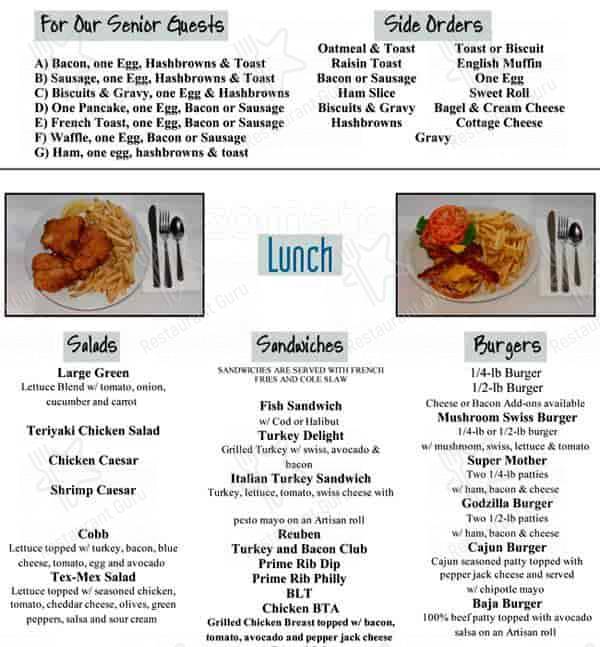 Menu at The Airport Diner restaurant, Bremerton