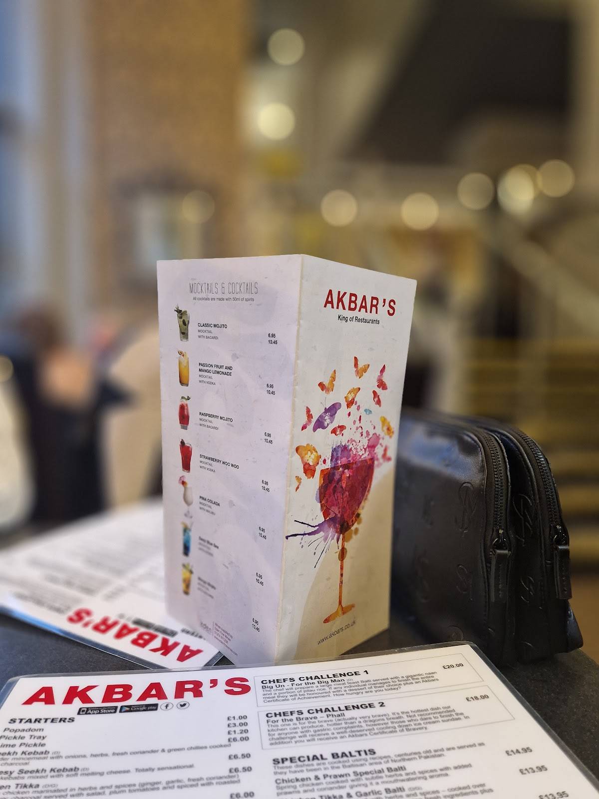 Menu at Akbar's Restaurant, Leeds, 15 Eastgate