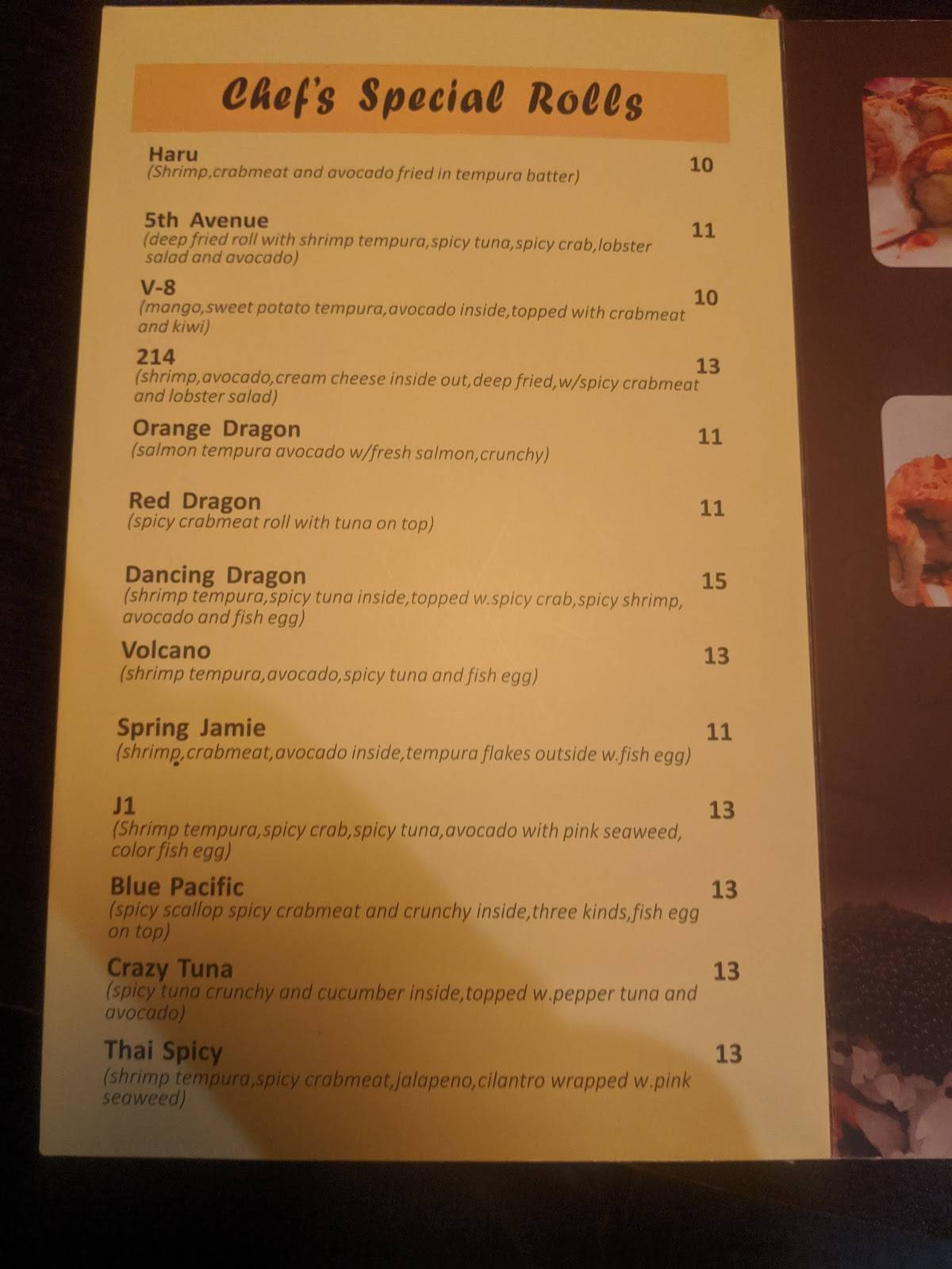 Menu at Aki Japanese Steakhouse and Sushi Bar, Altoona