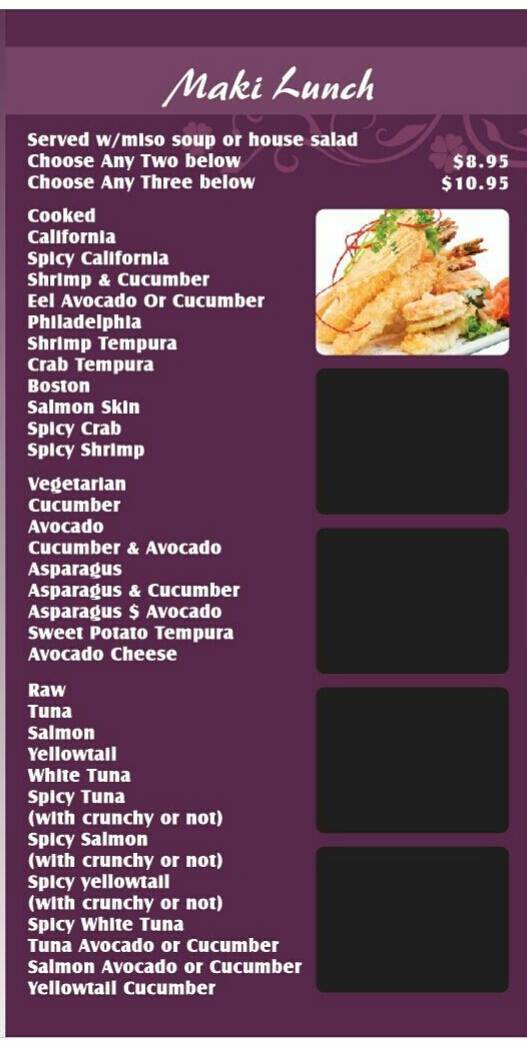 Menu at Aki Japanese Steakhouse and Sushi Bar, Altoona