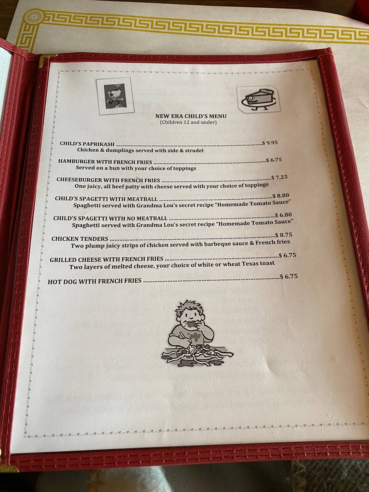 Menu at New Era restaurant, Akron