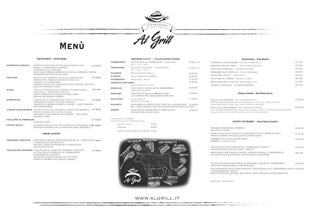 Menu at Al Grill - San Marco BBQ, Venice, Calle del Tentor