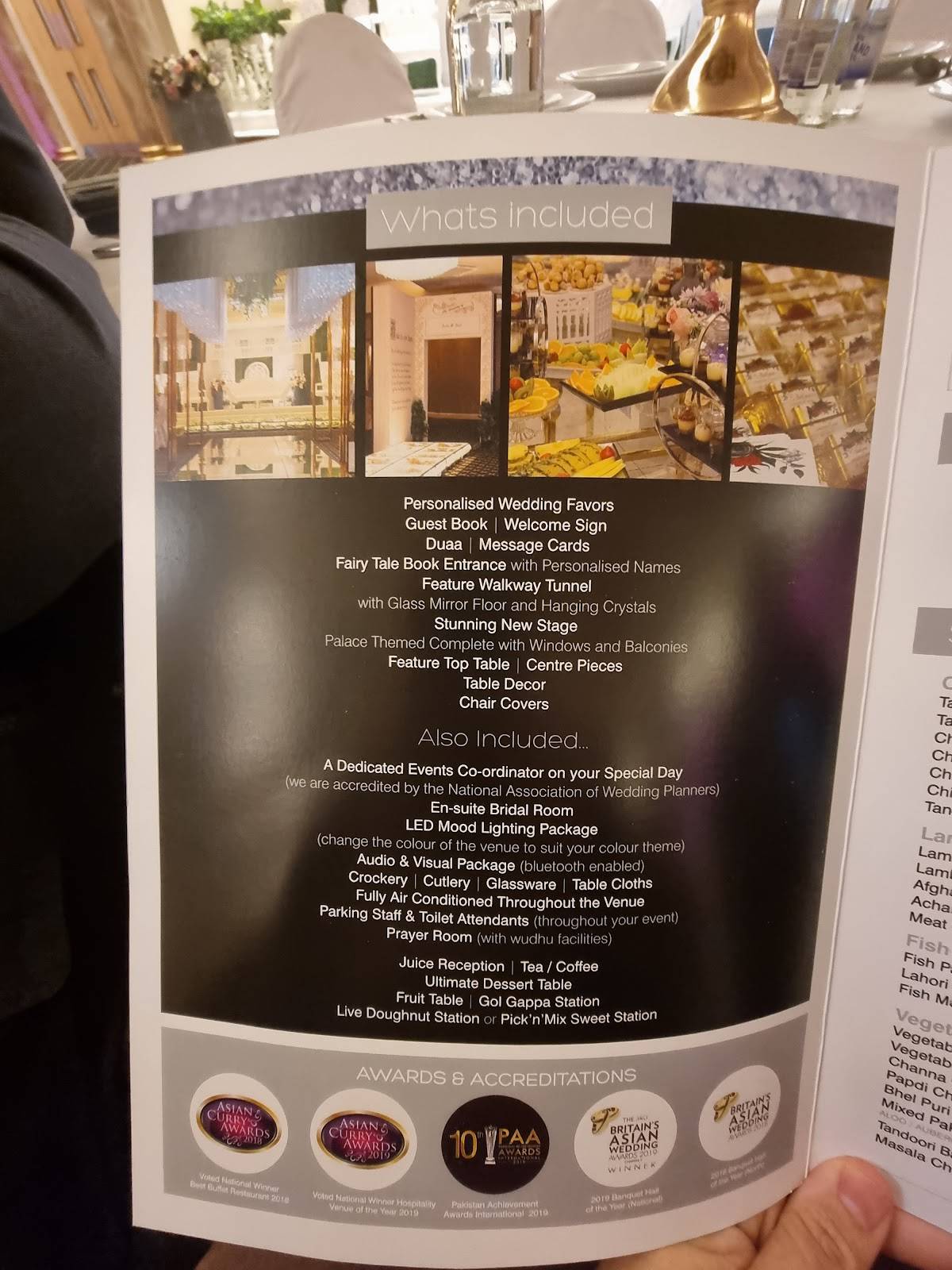 Menu at Al Maidah restaurant, Manchester