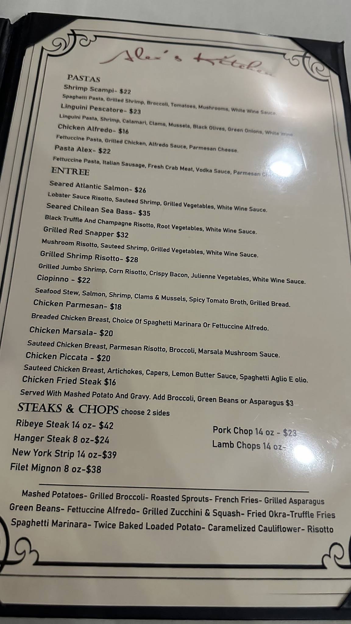 Menu at Alex's Kitchen restaurant, Missouri City