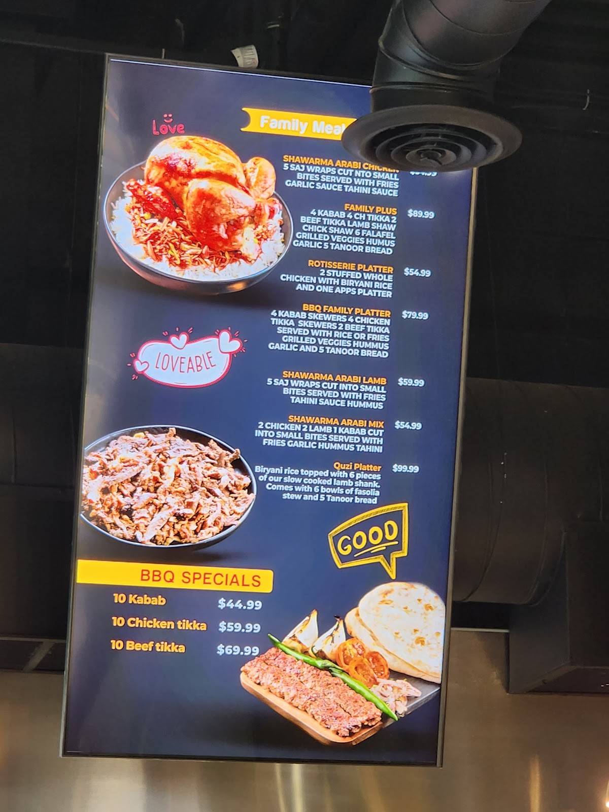 Menu at Alforat Iraqi Street Food restaurant, Mississauga