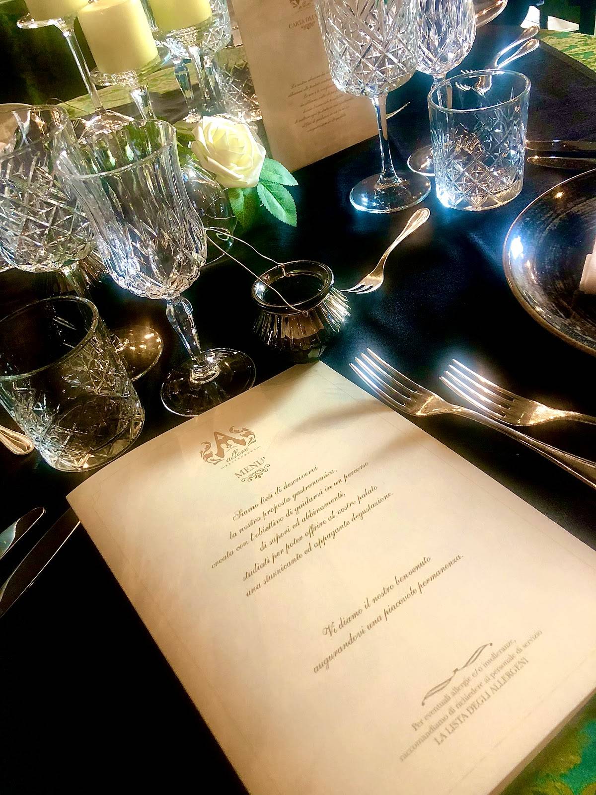 Menu da Alloro Restaurant, Bivio Cava Manara