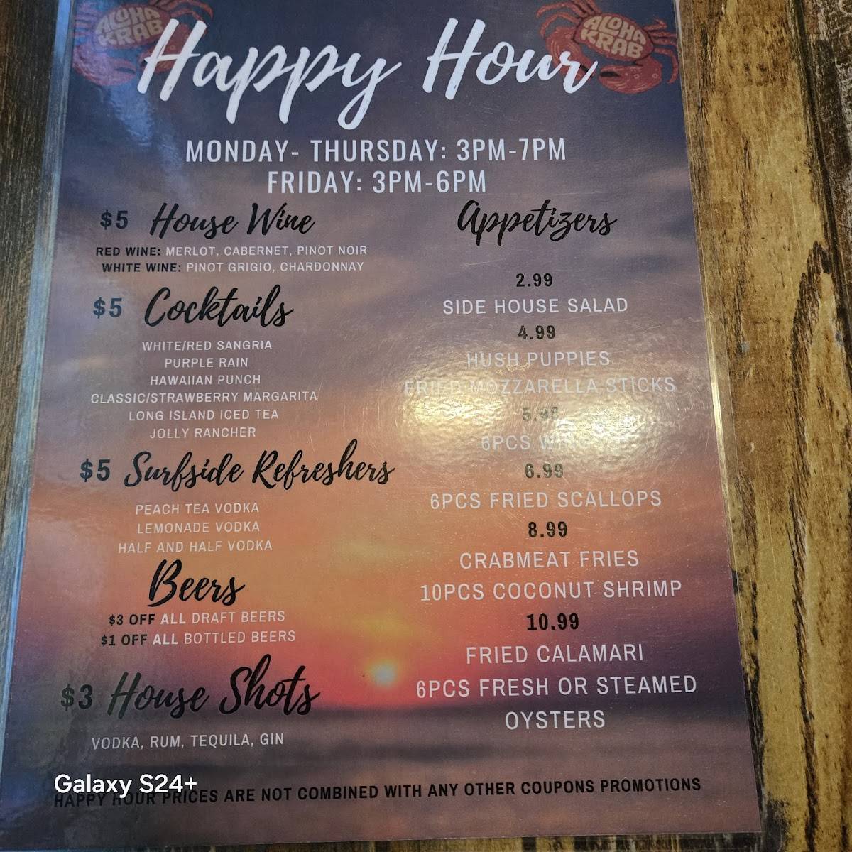 Menu at Aloha Krab Cajun Seafood & Bar, Union