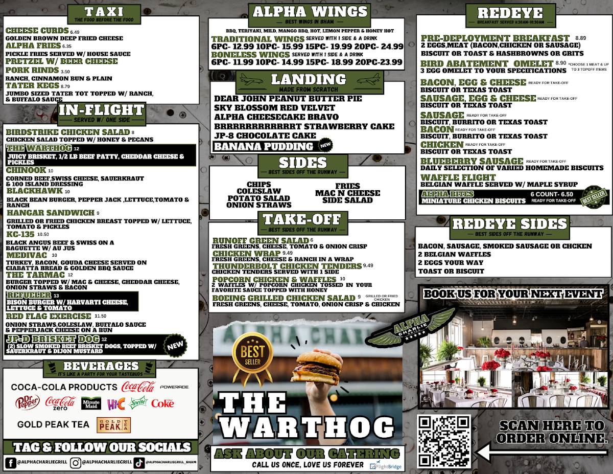Menu at Alpha Charlie Grill cafe, Birmingham, E Lake Blvd