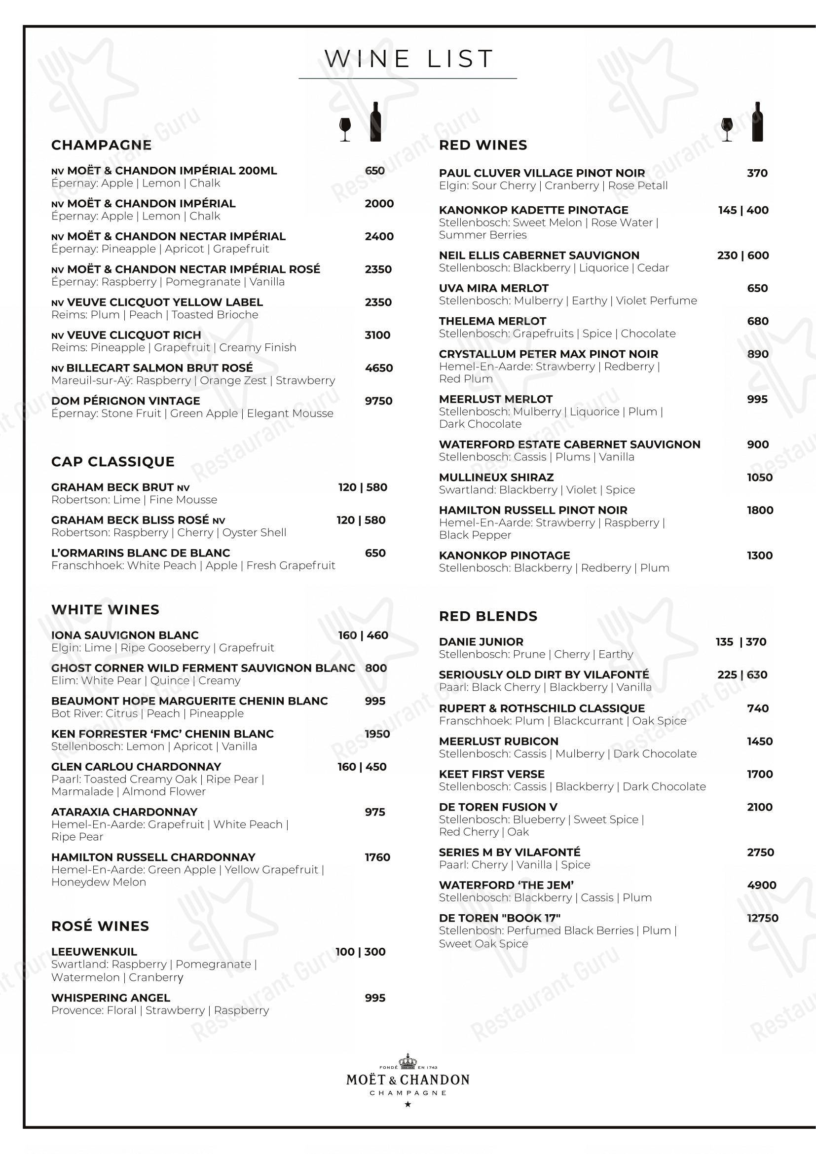 Menu at Alto234 pub & bar, Sandton