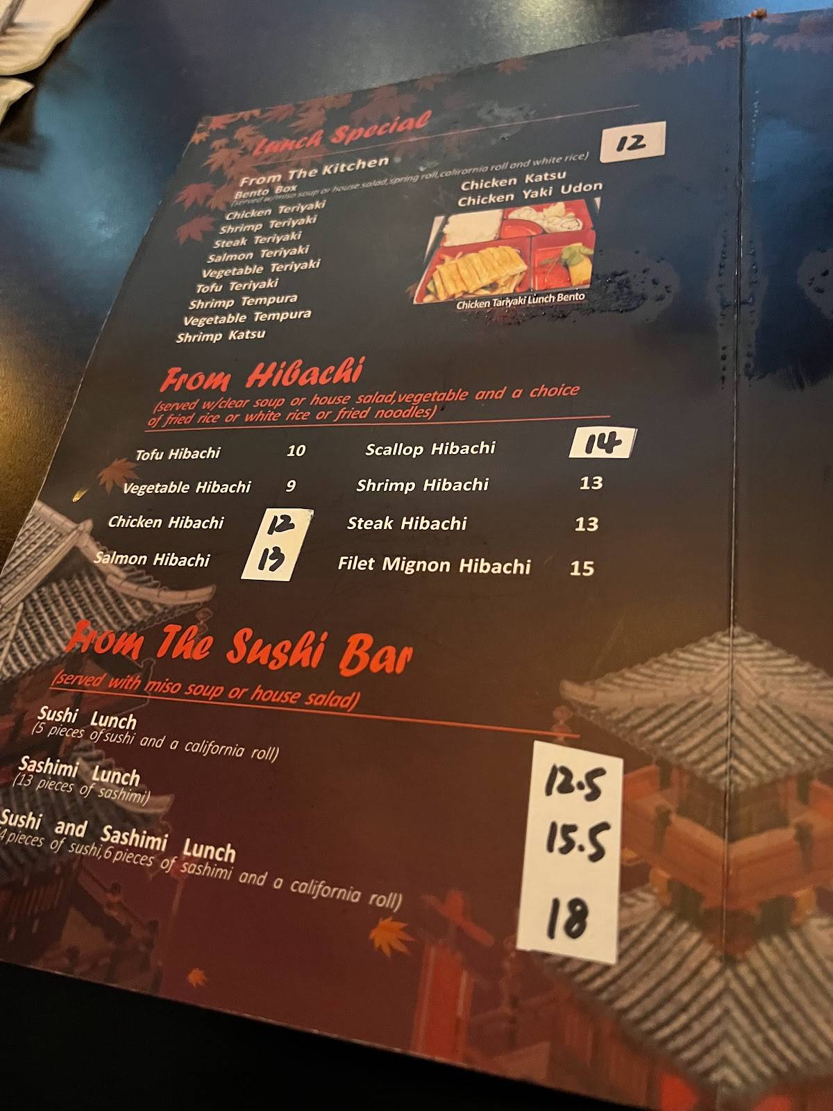 Menu at Aki Japanese Steakhouse and Sushi Bar, Altoona