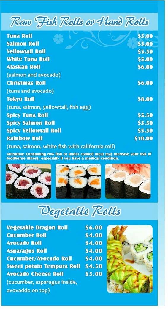 Menu at Aki Japanese Steakhouse and Sushi Bar, Altoona