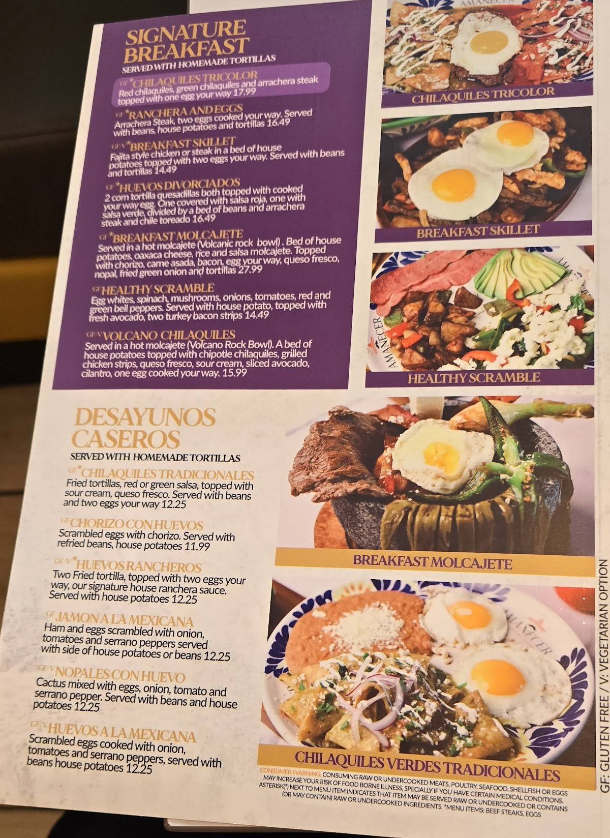 Menu at Amanecer Cocina & Café - Shipyard restaurant, Wilmington